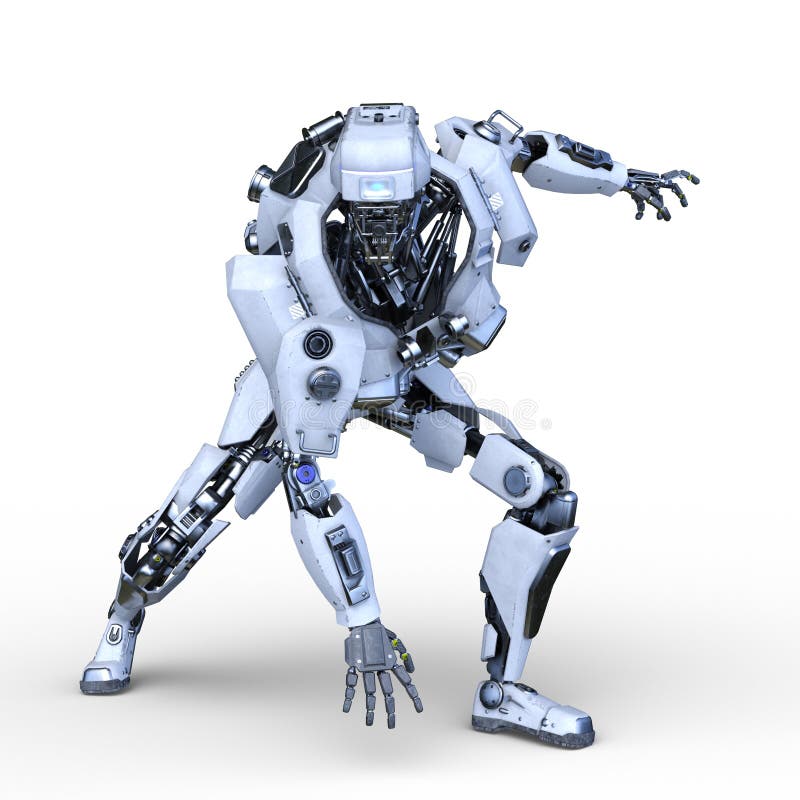 3D rendering of a robot stock illustration. Illustration of rendering ...