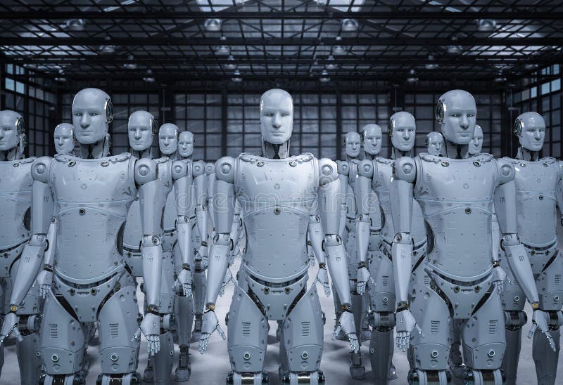 Group of robots stock illustration. Illustration of technology - 121909908