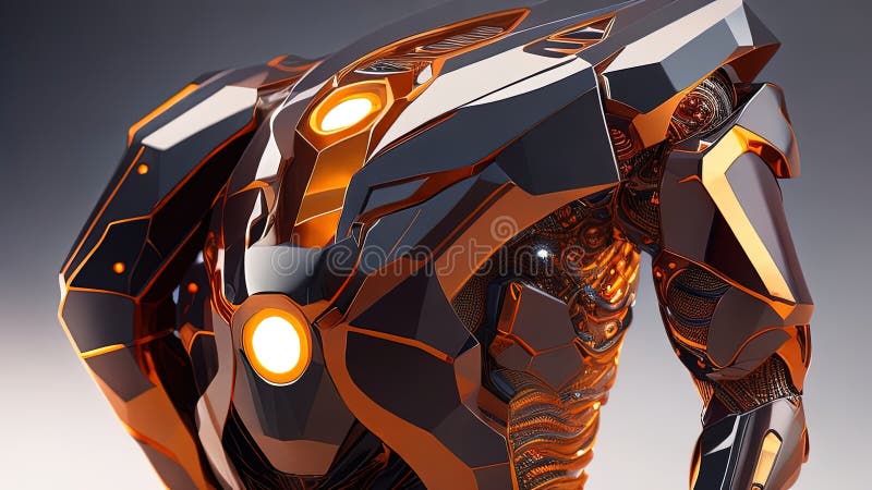 3d Rendering of a Robot Cyborg with Orange and Black Background Stock ...
