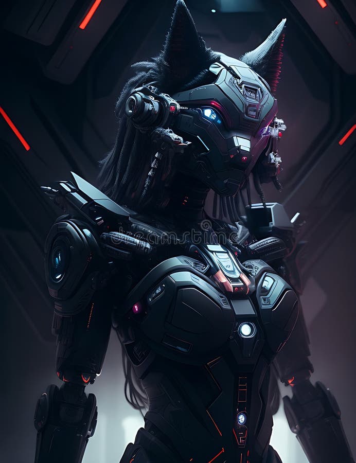 3D Rendering of a Robot in a Dark Space. Futuristic Concept Stock ...