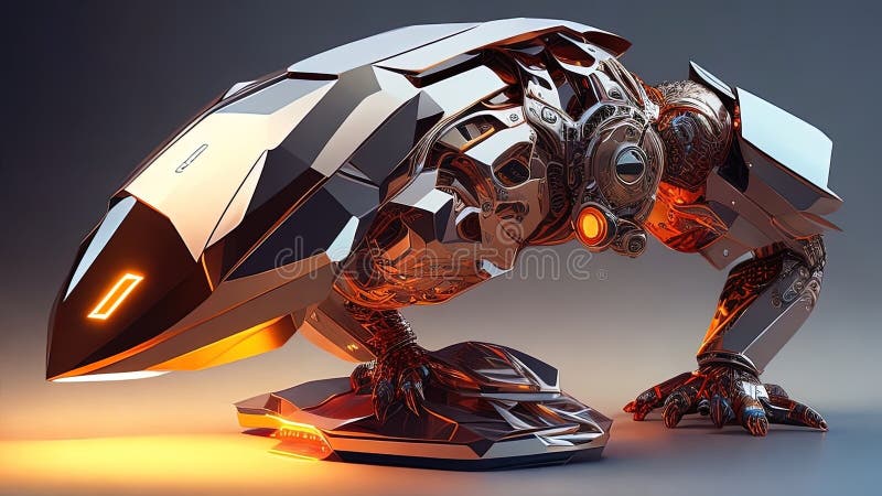 3d Rendering Of A Robot In The Form Of A Spaceship Stock Illustration