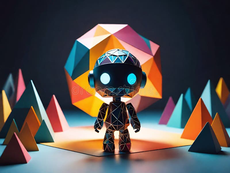 3d Rendering Of A Robot Geometric Shapes Stock Illustration