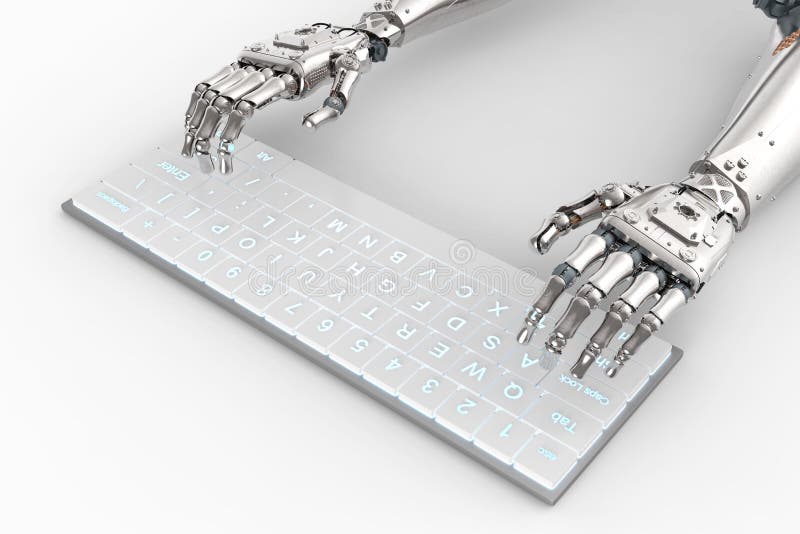 Robot hand with keyboard stock illustration. Illustration of keyboard ...