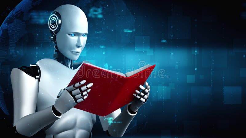 3D Rendering of Robot Hominoid Reading Book and Solving Math Stock Footage - Video of school ...