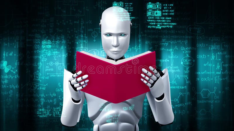 3D Rendering of Robot Hominoid Reading Book and Solving Math Stock Footage - Video of education ...