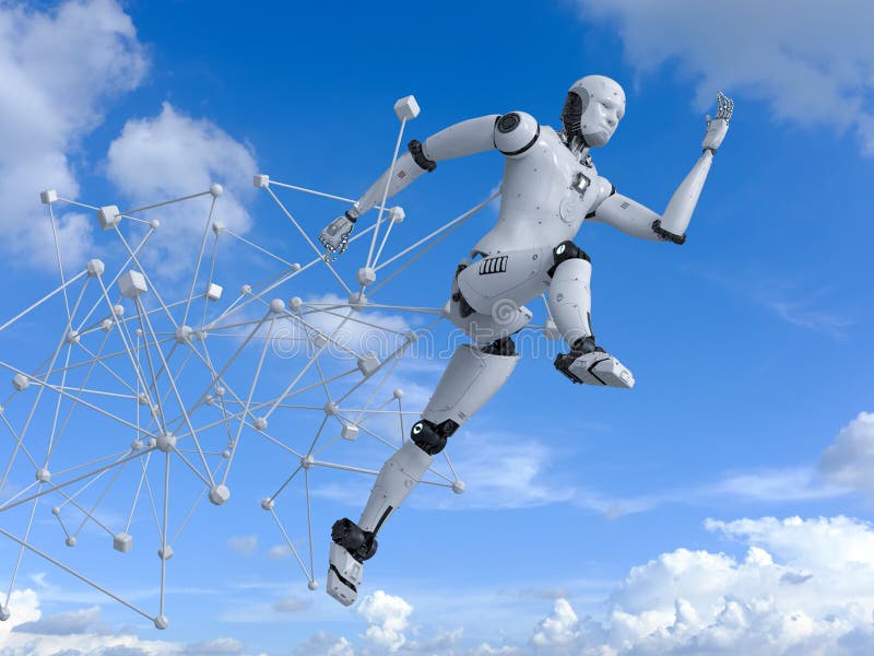 Robot speed run stock illustration. Illustration of movement - 107237656
