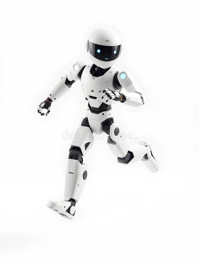3D Rendering of a Robot Running Isolated on White Background Stock ...