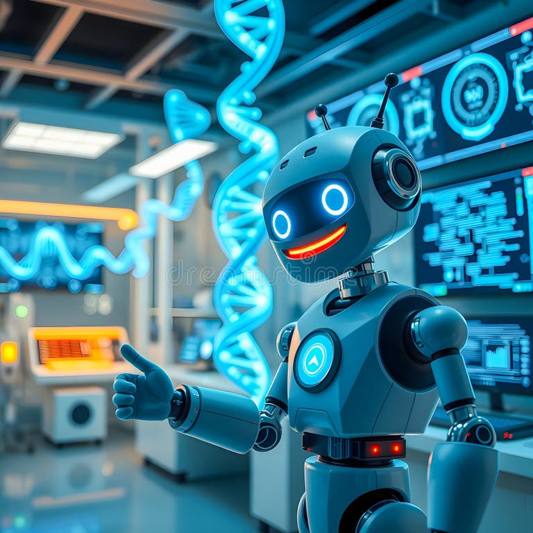 3d Rendering Robot Show Thumbs Up in the Laboratoryconcept of ...