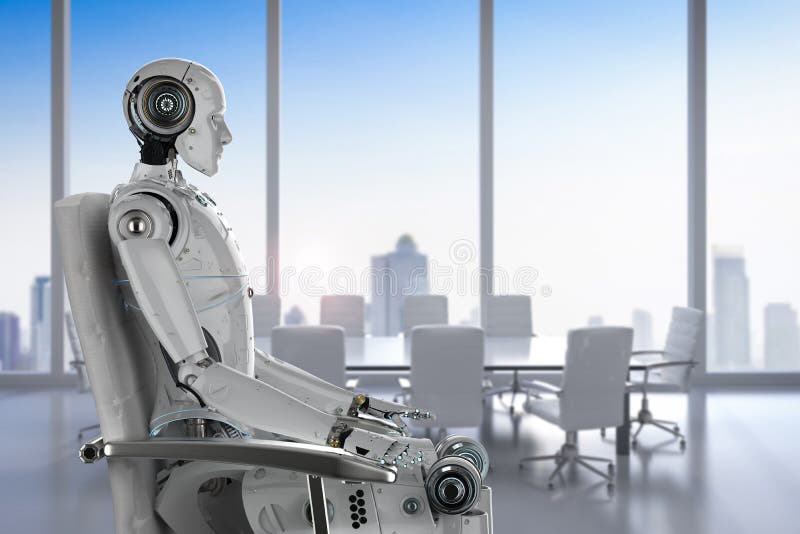 Robot sit on chair stock illustration. Illustration of technology ...