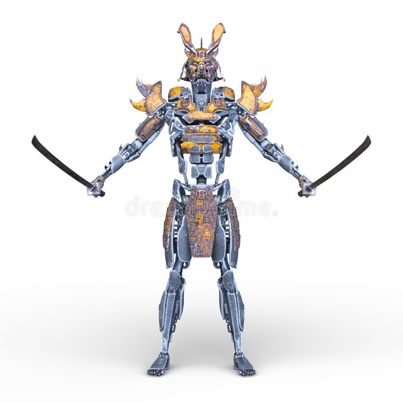 3D Rendering of a Robot Swordfighter Stock Illustration - Illustration ...