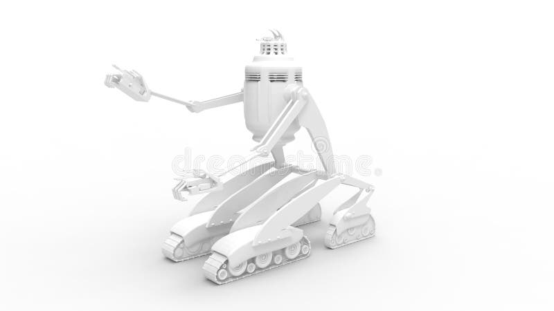 3d Rendering of a Robot on Track Wheels Isolated in Studio Background ...