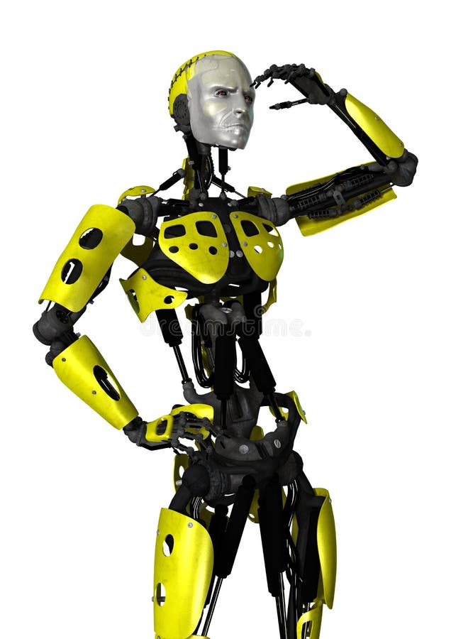 3D Rendering Robot on White Stock Illustration - Illustration of ...