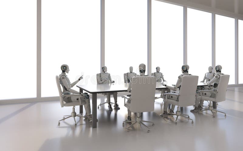 Robot in conference room stock illustration. Illustration of cyborg ...