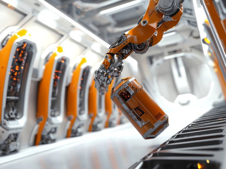 3D Rendering of Robotic Arm Producing a Lithium-ion Battery or ...