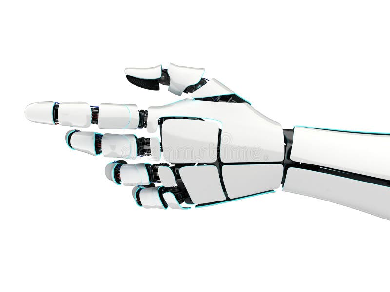 3D Rendering Robotic Hand on a White Background Stock Illustration ...