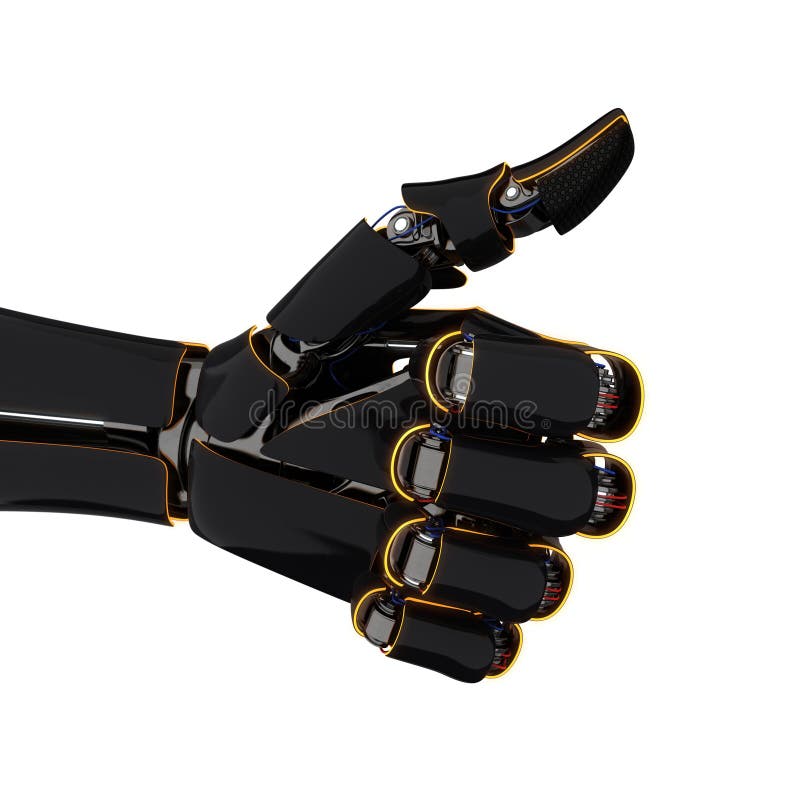 3D Rendering Robotic Hand on a White Background Stock Illustration ...