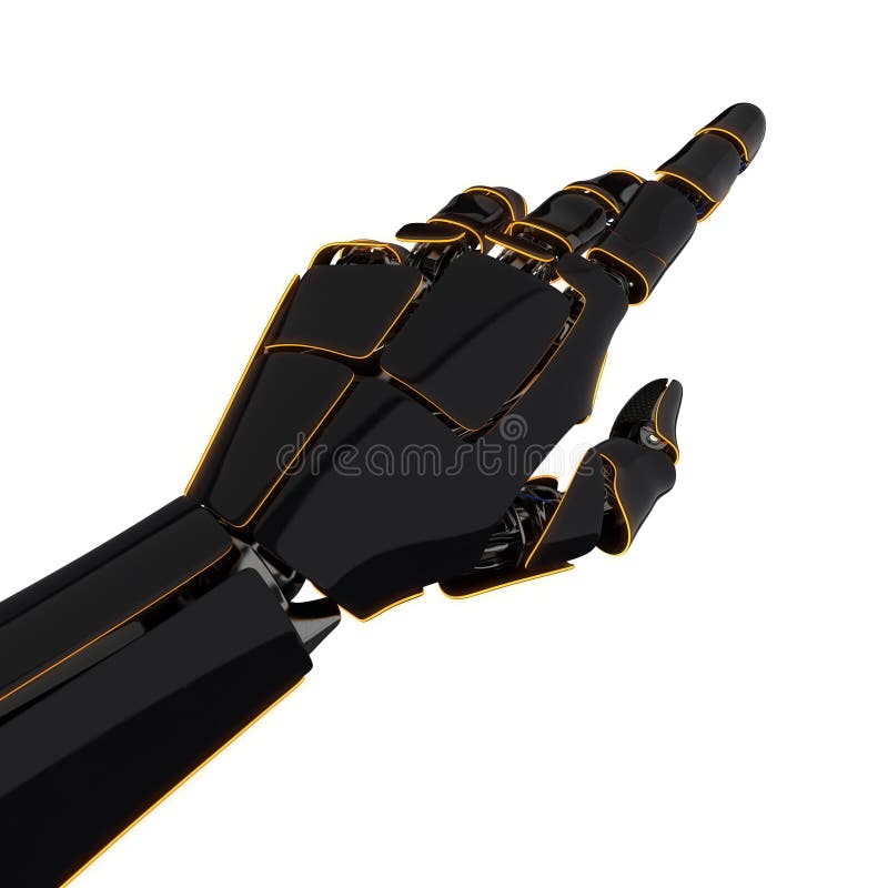 3D Rendering Robotic Hand on a White Background Stock Illustration ...