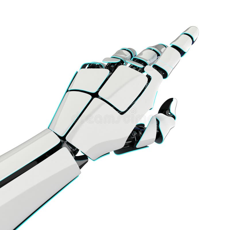 3D Rendering Robotic Hand on a White Background Stock Illustration ...