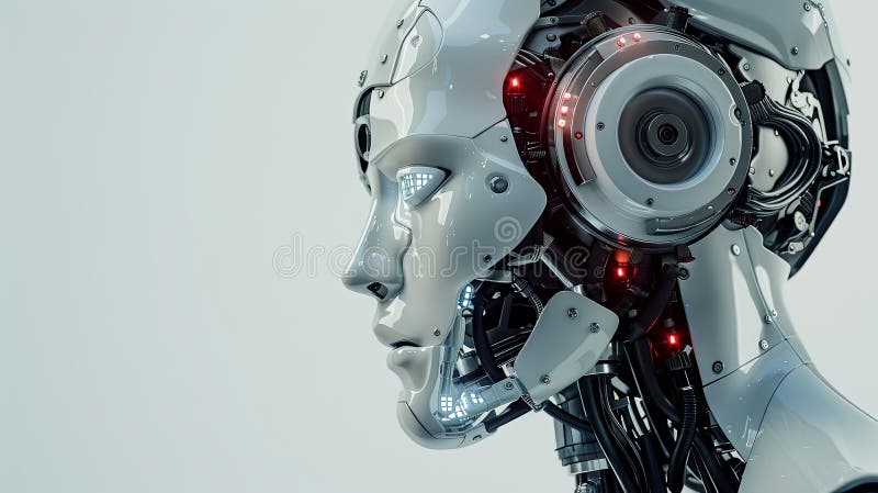 A 3D Rendering of a Robotic Head Featuring a Digital Brain Engine ...
