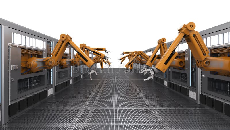 Robotic Arm With Conveyor Line Stock Image - Image of innovation, plant ...