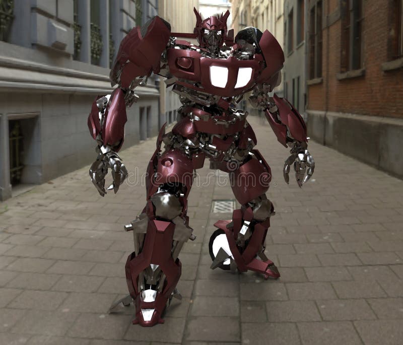 Sci-fi Mech Soldier Standing on a Landscape Background. Military ...