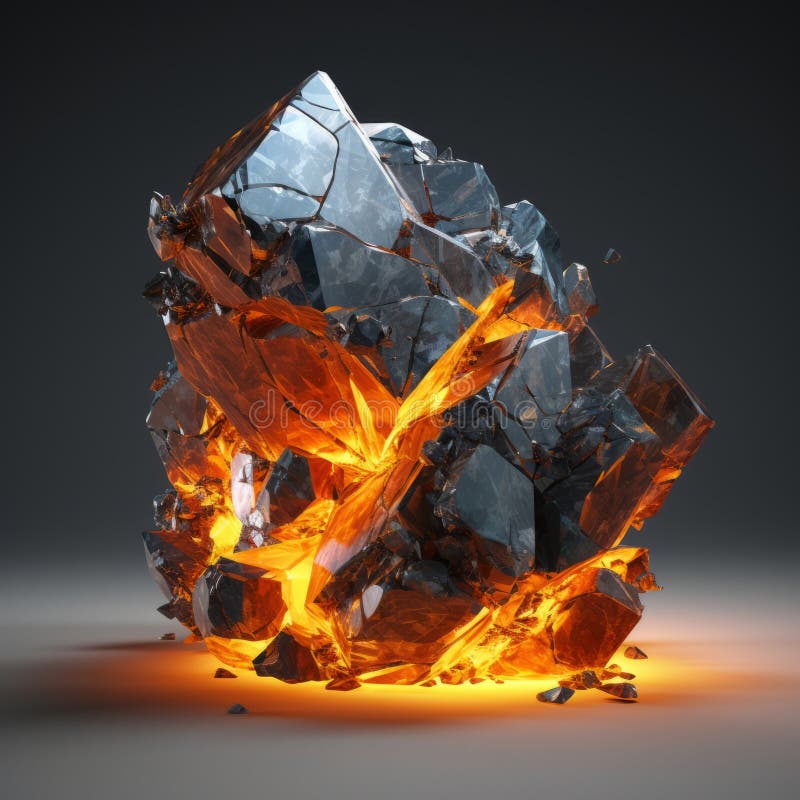 A 3d Rendering of a Rock with Flames Coming Out of it Stock ...