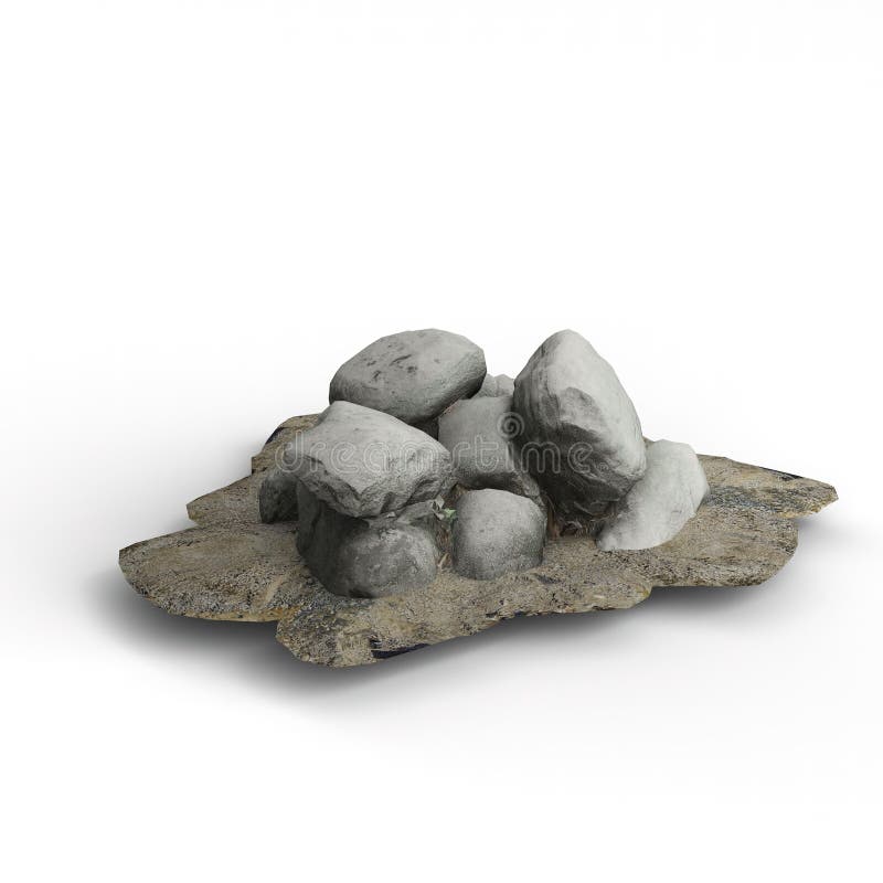3d Rendering of Rock Pile on a White Surface Stock Illustration ...