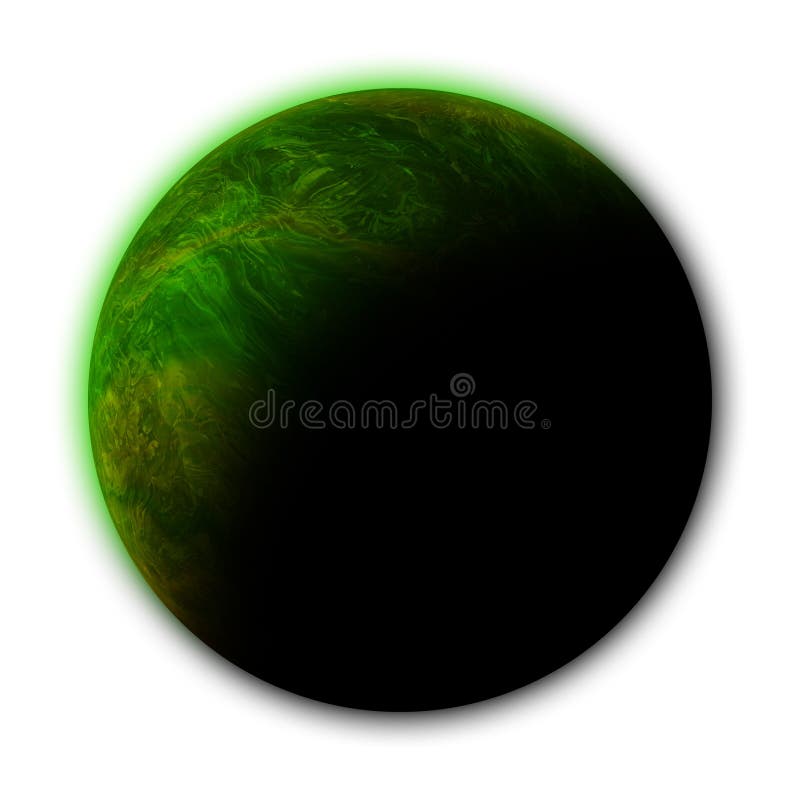 3D Rendering of a Rock Planet with Green Atmosphere Stock Illustration ...