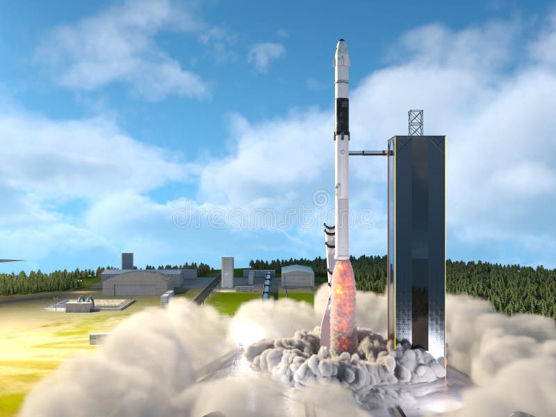 3D rendering of the rocket stock illustration. Illustration of science ...