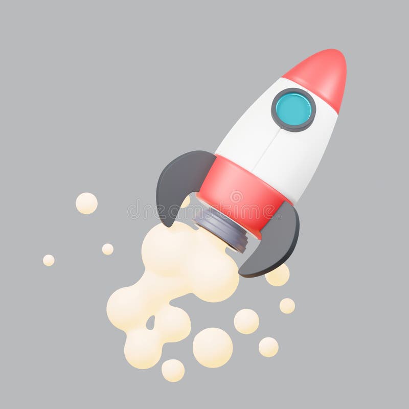 3d Rendering of Rocket Icon on Clean Background for Mock Up and Web ...