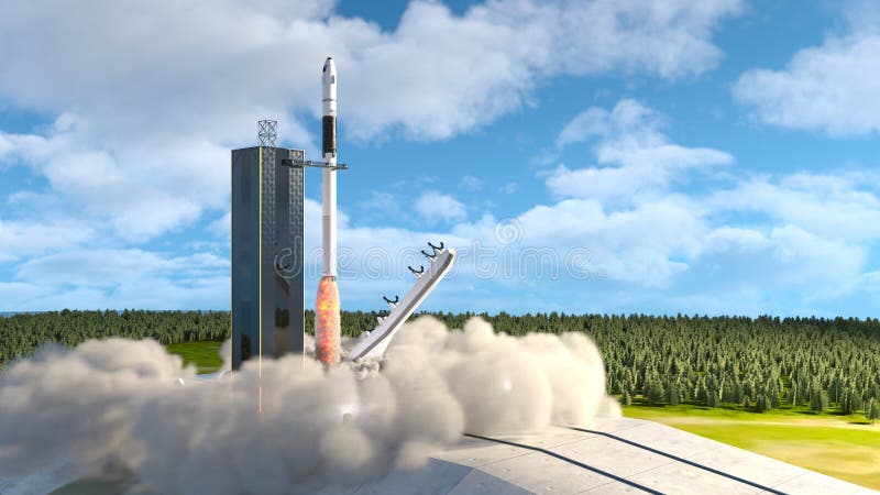 3D Rendering of the Rocket Launch Pad Stock Illustration - Illustration ...