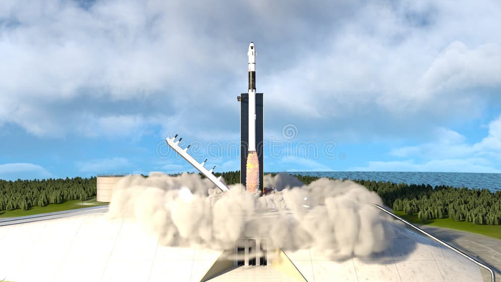 3D Rendering of the Rocket Launch Pad Stock Illustration - Illustration ...