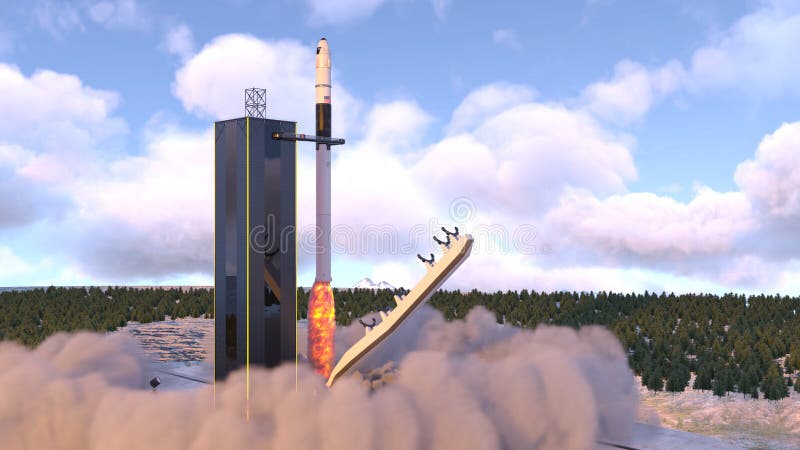 3D Rendering of the Rocket Launch Pad Stock Illustration - Illustration ...