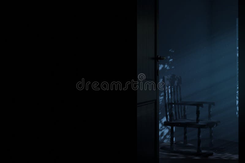 3D Rendering of a Rocking Chair Illuminated by Moonlight Stock ...