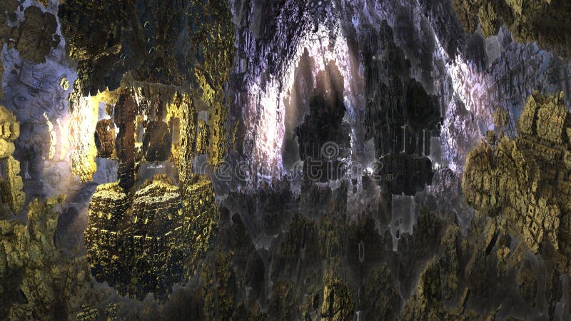 3D Rendering of a Rocky Cave with Rays of Light Stock Illustration ...