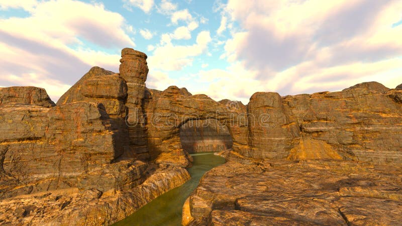 3D Rendering of the Rocky Outcrops Stock Illustration - Illustration of ...