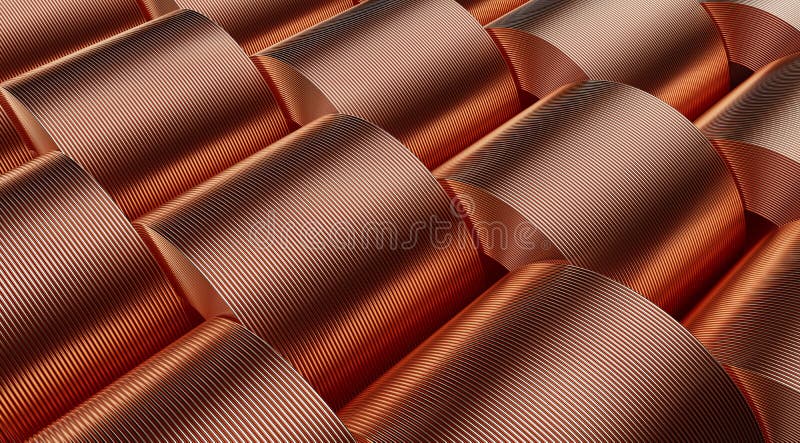 3d Rendering Roll of Copper Sheets or Heap of Copper Tapes Stock ...