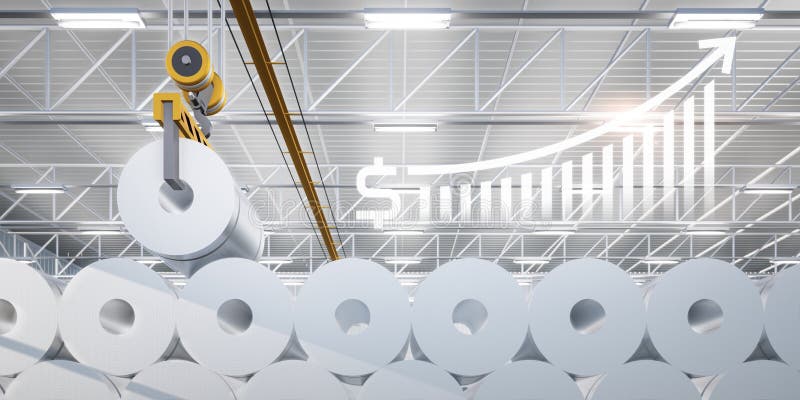 3d Rendering of Roll Steel and Overhead Crane. Stock Illustration ...