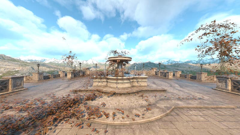 3D Rendering of the Roof Garden Stock Illustration - Illustration of ...