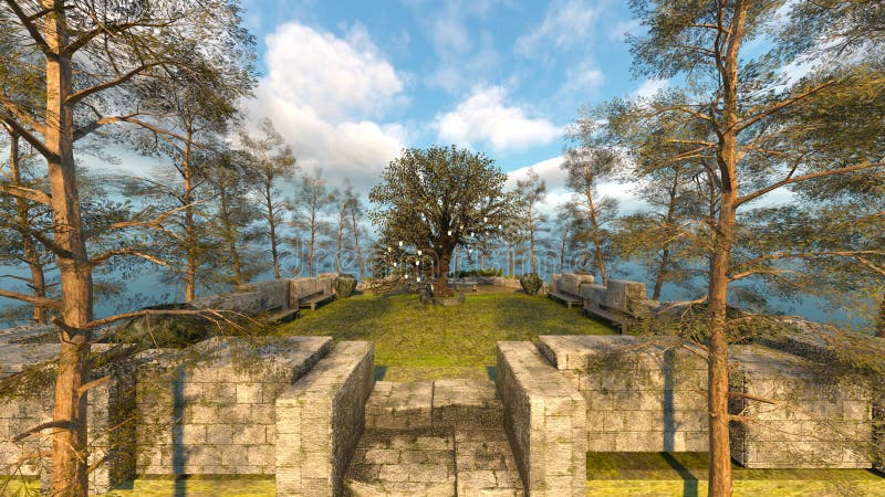 3D Rendering of the Roof Garden Stock Illustration - Illustration of ...