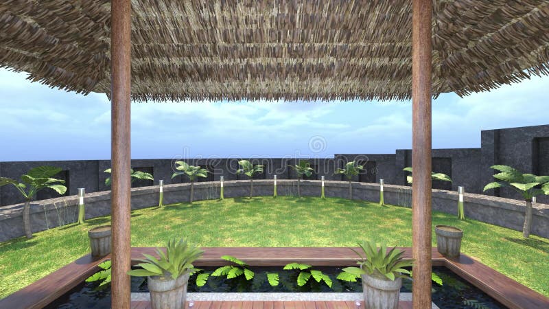 3D Rendering of the Roof Garden Stock Video - Video of grass ...