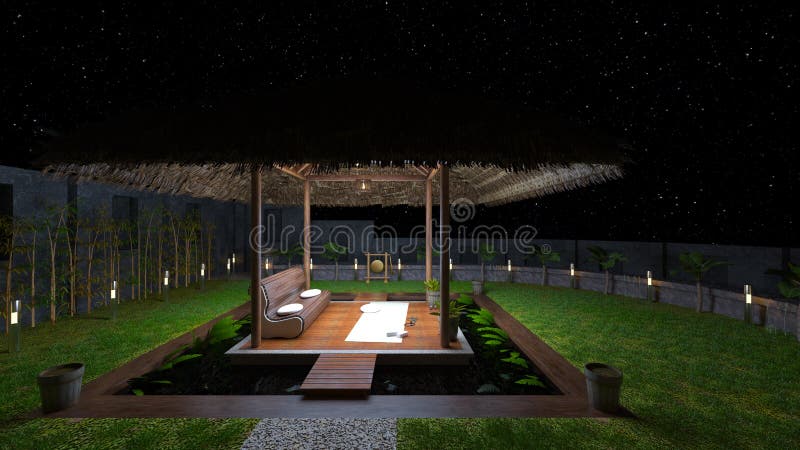 3D Rendering of the Roof Garden Stock Illustration - Illustration of ...