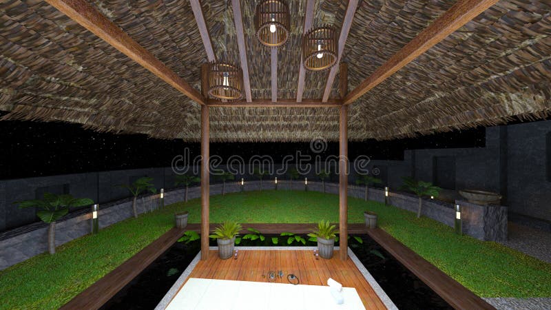 3D Rendering of the Roof Garden Stock Illustration - Illustration of ...