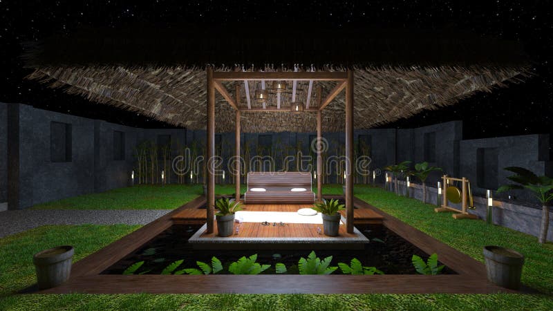 3D Rendering of the Roof Garden Stock Illustration - Illustration of ...