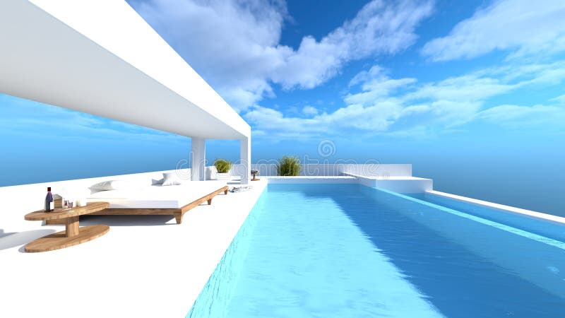 3D Rendering of the Rooftop Swimming Pool Stock Illustration ...