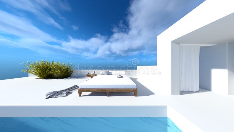 3D Rendering of the Rooftop Swimming Pool Stock Illustration ...