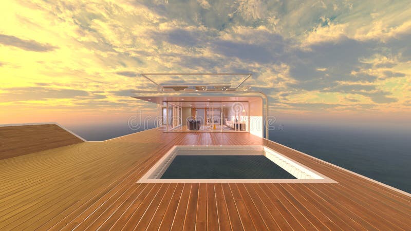 3D Rendering of the Rooftop Swimming Pool Stock Illustration ...