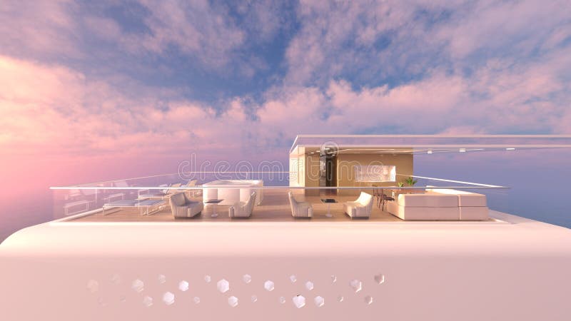 3D Rendering of the Rooftop Swimming Pool Stock Illustration ...