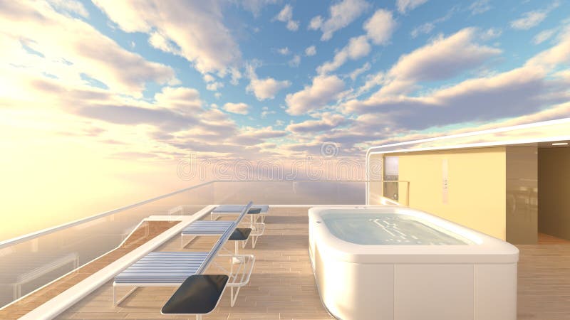 3D Rendering of the Rooftop Swimming Pool Stock Illustration ...