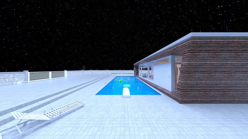 3D Rendering of the Rooftop Swimming Pool Stock Illustration ...